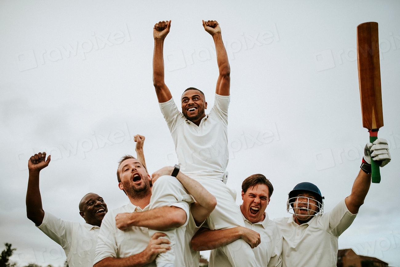 Cheerful cricketers celebrating their victory | Premium Photo - rawpixel