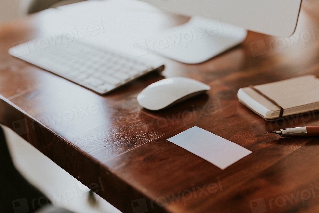 Blank white card next computer | Free Photo - rawpixel
