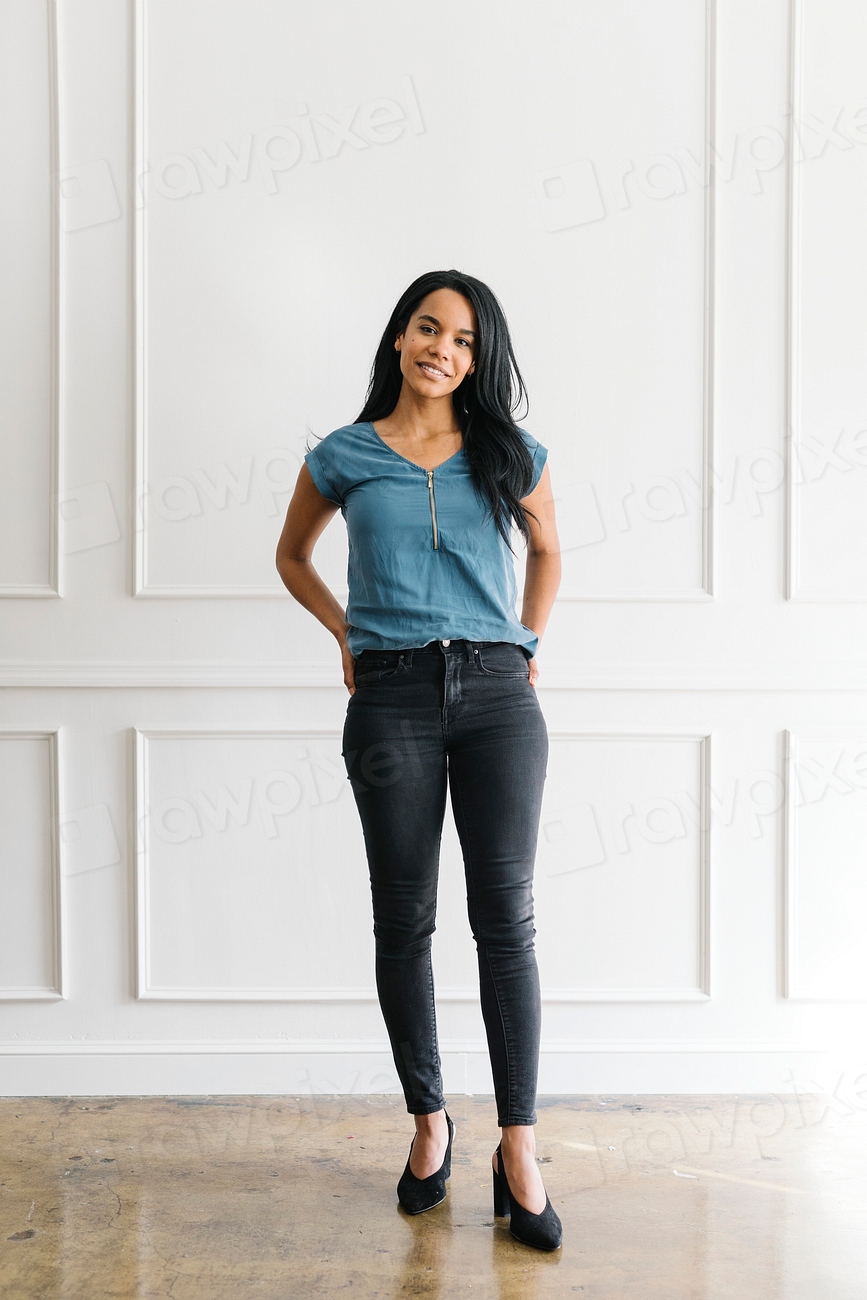 Happy empowering black woman standing | Premium Photo - rawpixel