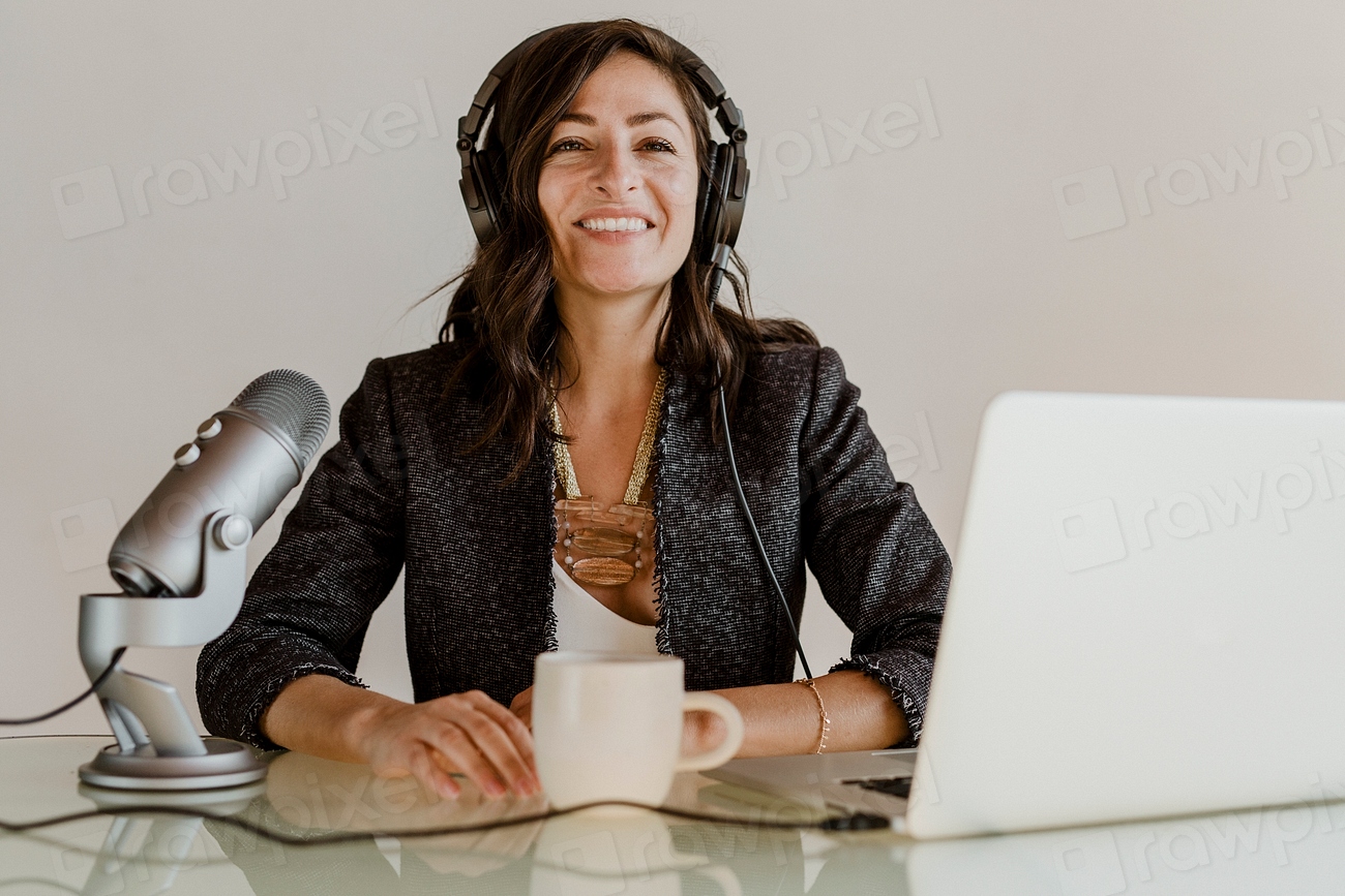 Happy female radio host broadcasting | Premium Photo - rawpixel