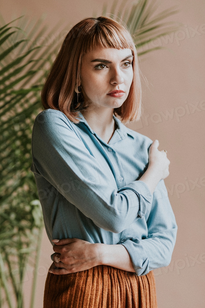 Portrait beautiful woman wearing blue | Premium Photo - rawpixel