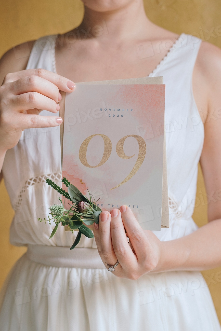 Woman wedding invitation card mockup | Premium PSD Mockup - rawpixel