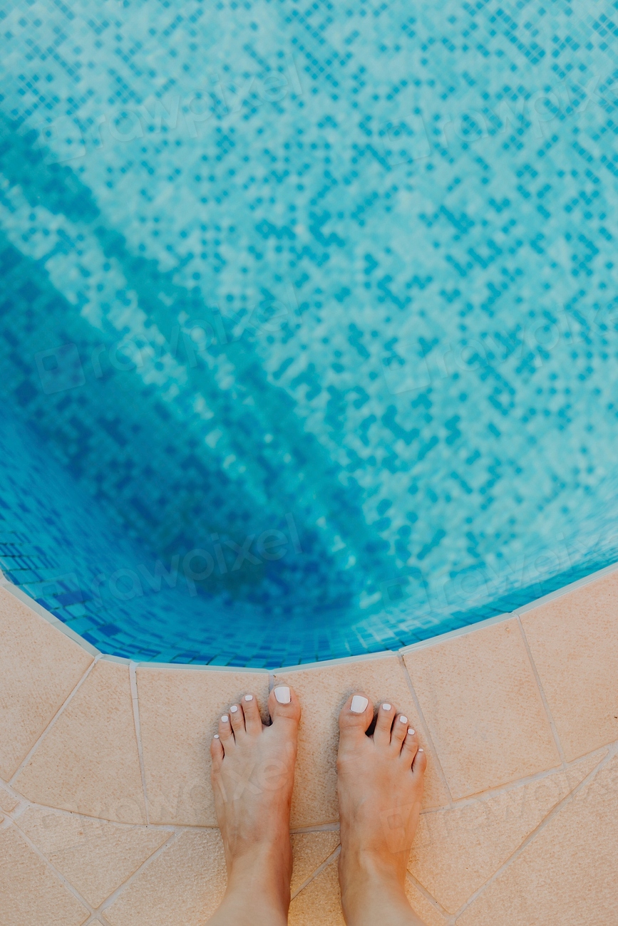 Woman standing blue pool | Premium Photo - rawpixel