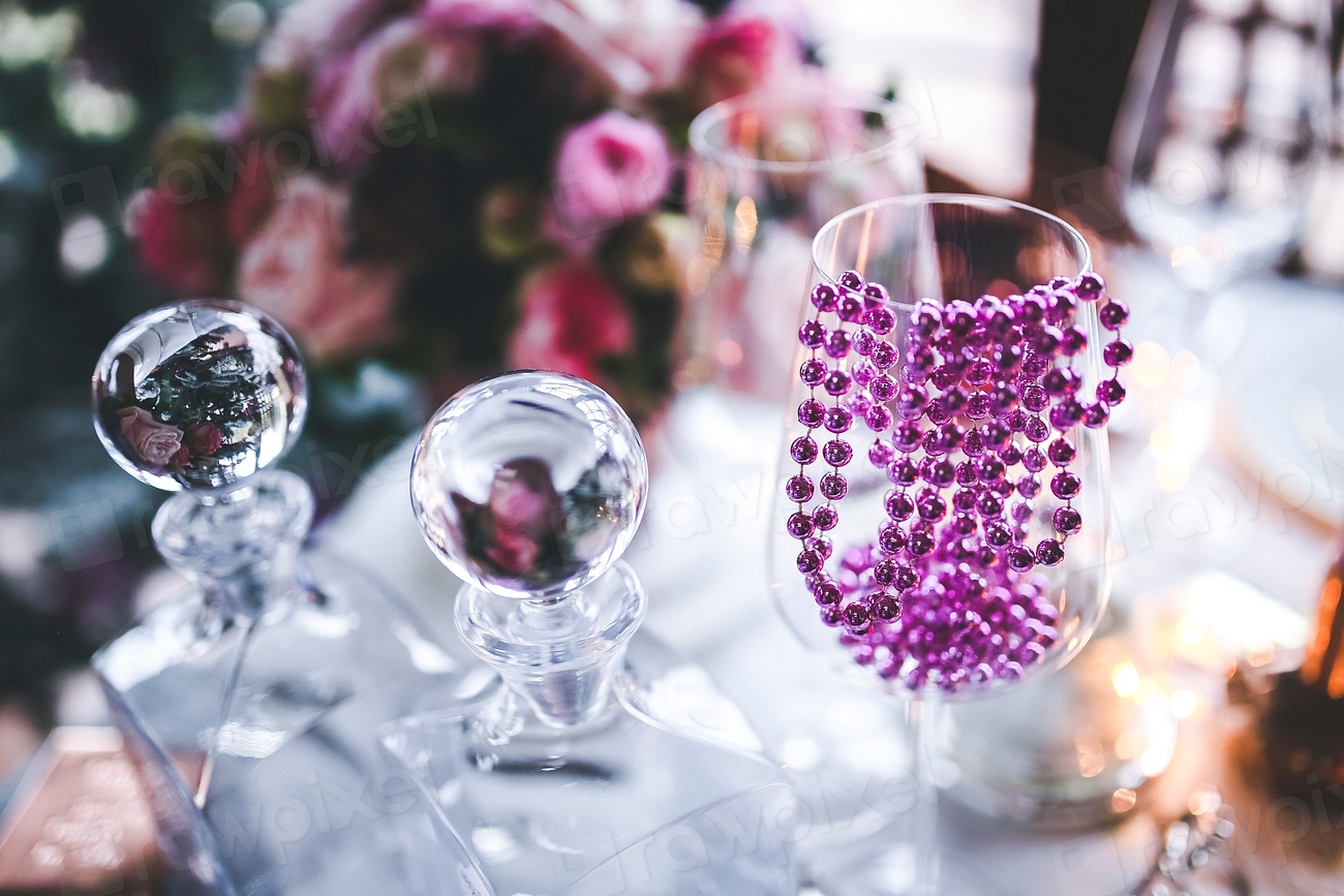 Decorative glasses display. Visit Kaboompics | Free Photo - rawpixel