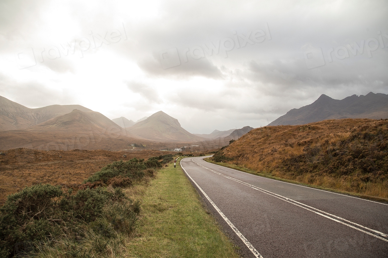 Overcast road mountains | Free Photo - rawpixel