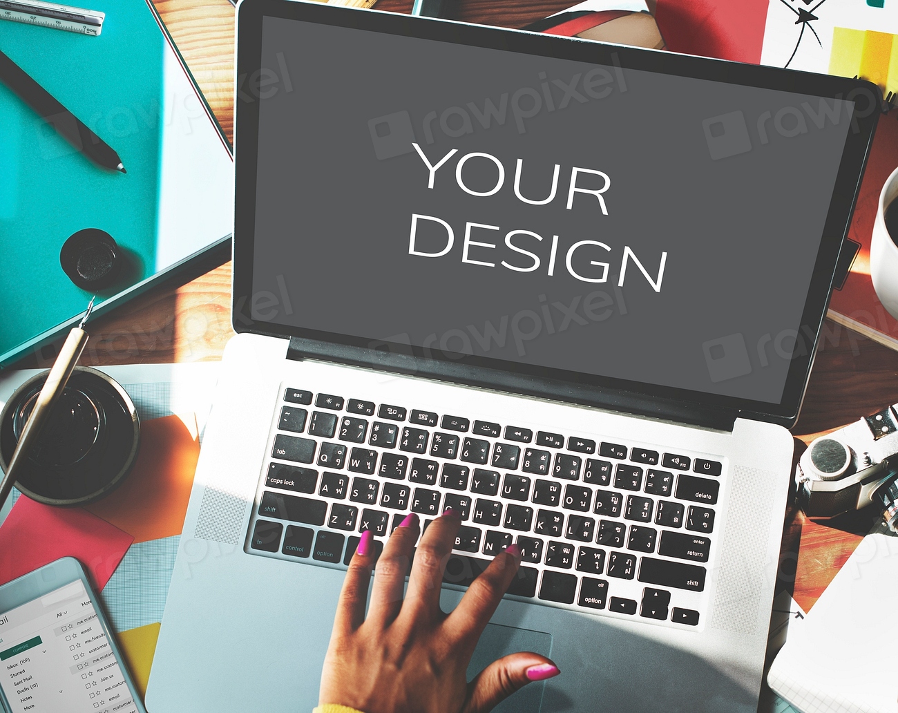 Hand typing on a laptop | Premium PSD Mockup - rawpixel