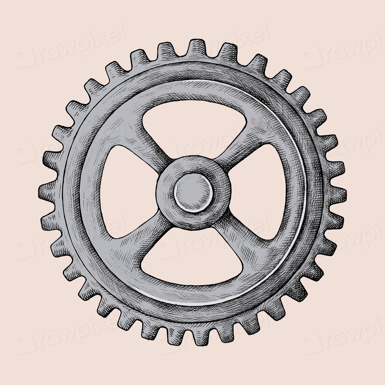 Hand-drawn gear illustration | Premium Vector Illustration - rawpixel