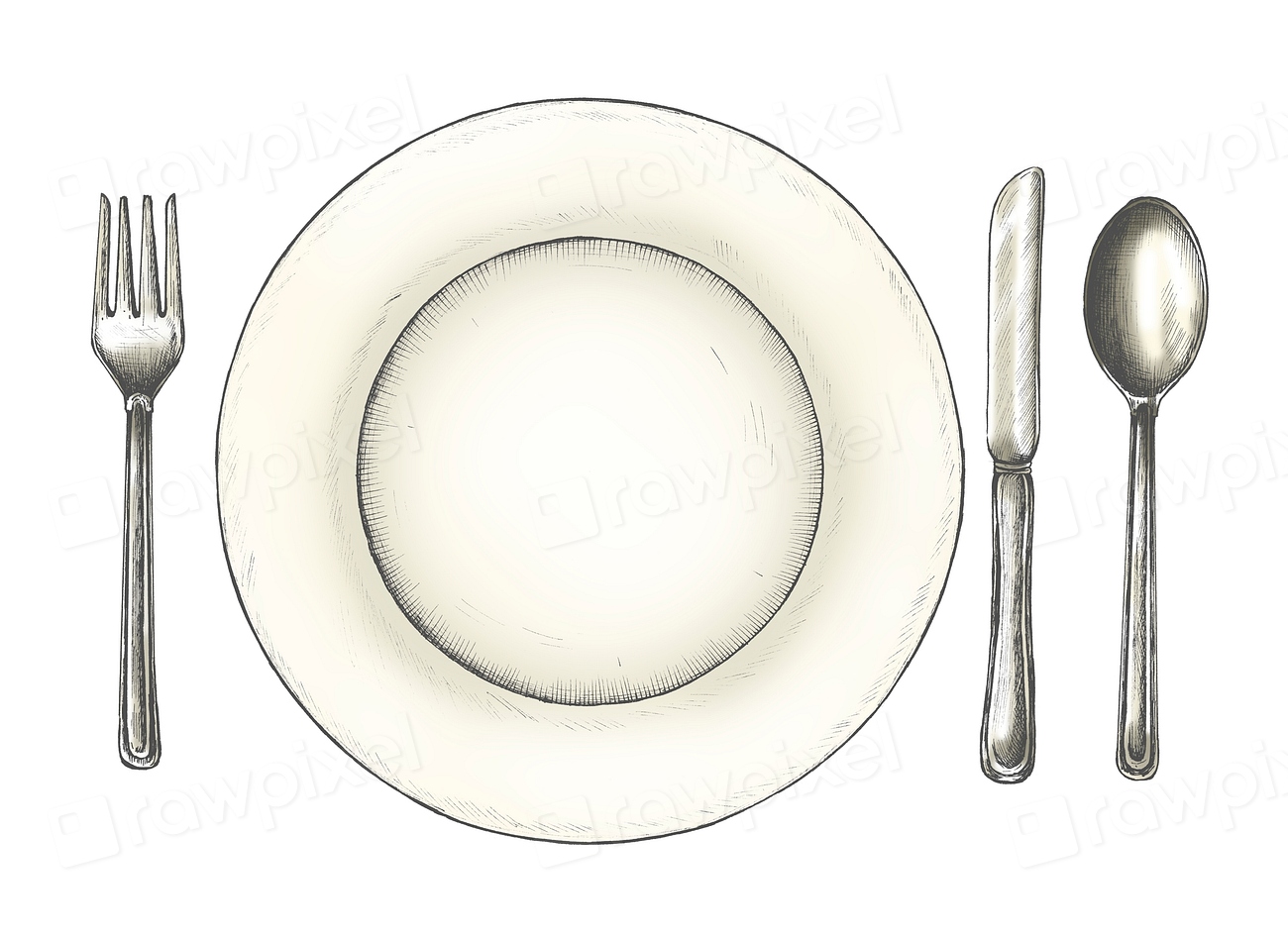 Hand drawn table setting | Free Photo Illustration - rawpixel