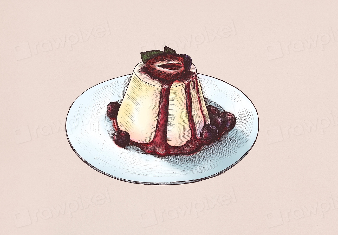 Hand-drawn pudding a savory dish | Premium PSD Illustration - rawpixel