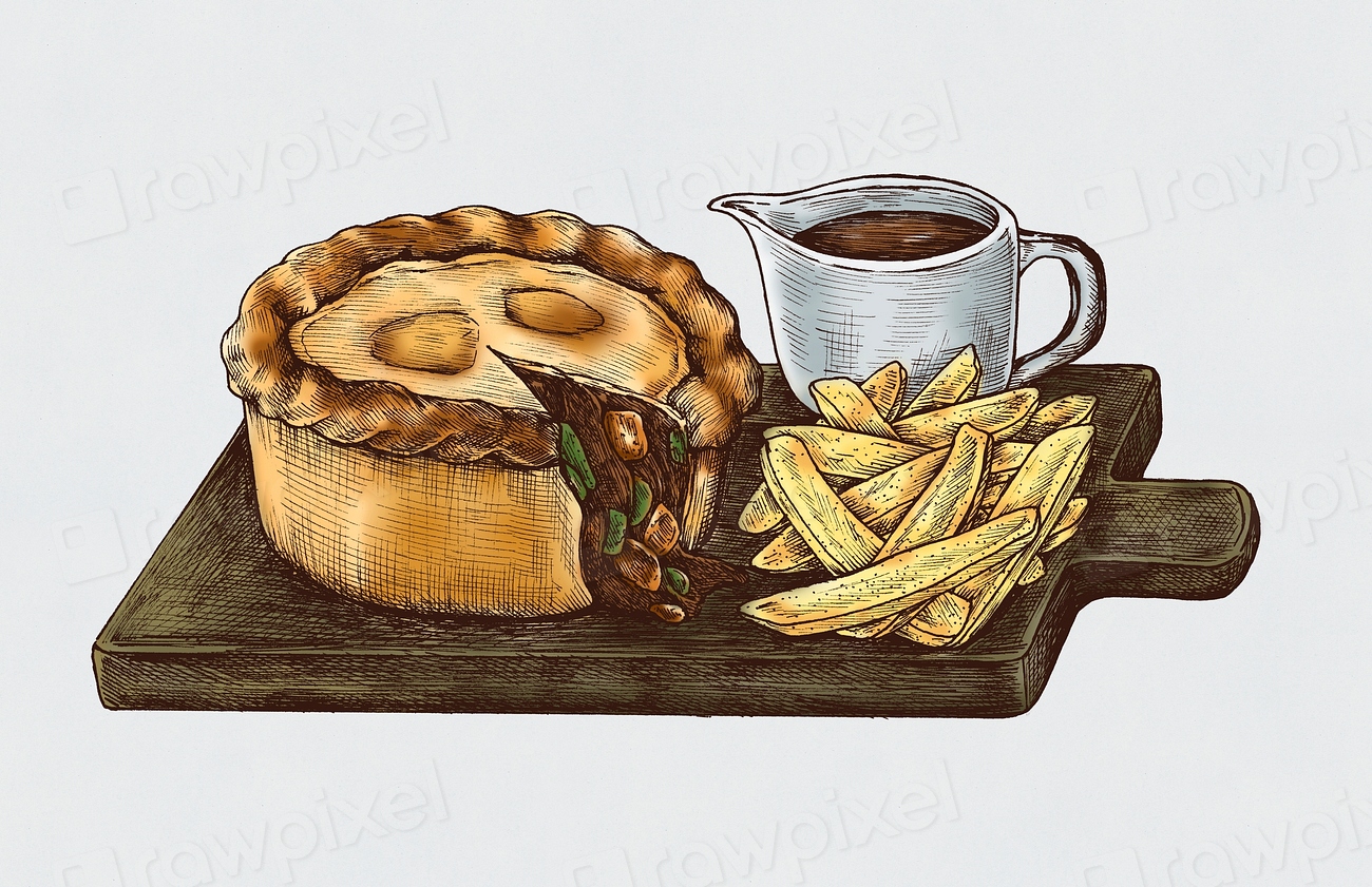 Hand-drawn minced beef pie | Free Photo Illustration - rawpixel