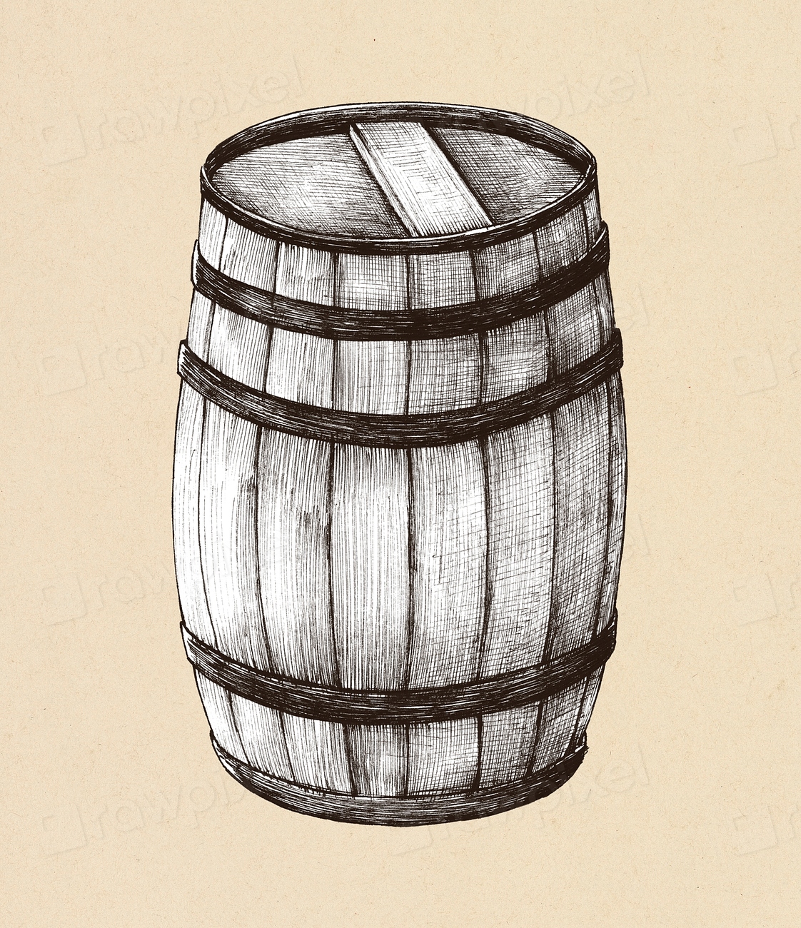 Hand-drawn wooden barrel | Premium PSD - rawpixel