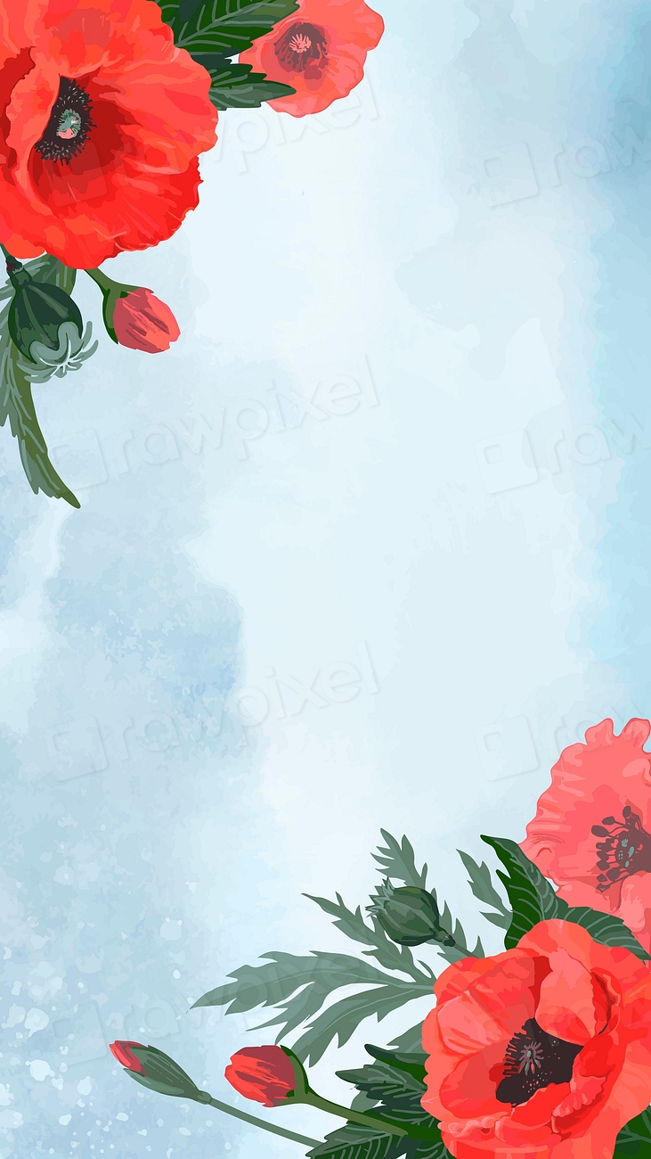 Spring background vector poppy border | Premium Vector - rawpixel