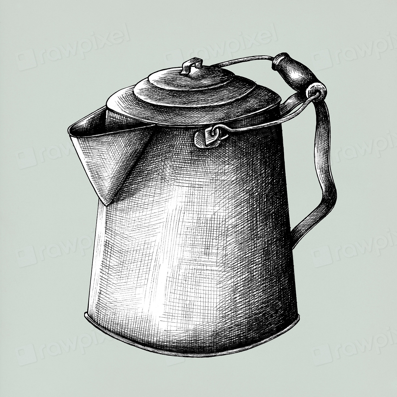 Hand drawn retro kettle | Premium PSD - rawpixel