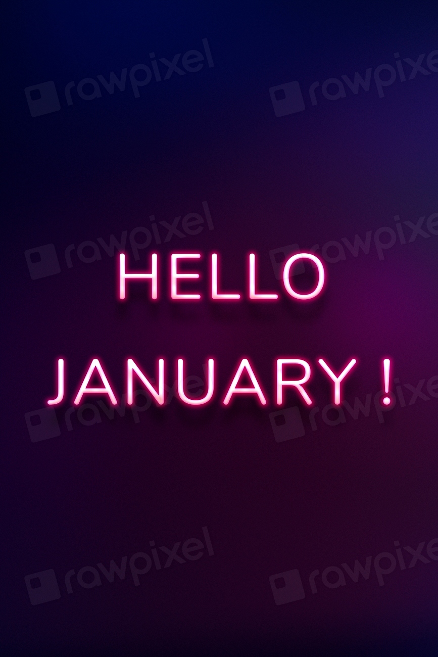 Glowing neon Hello January! lettering | Free Photo - rawpixel