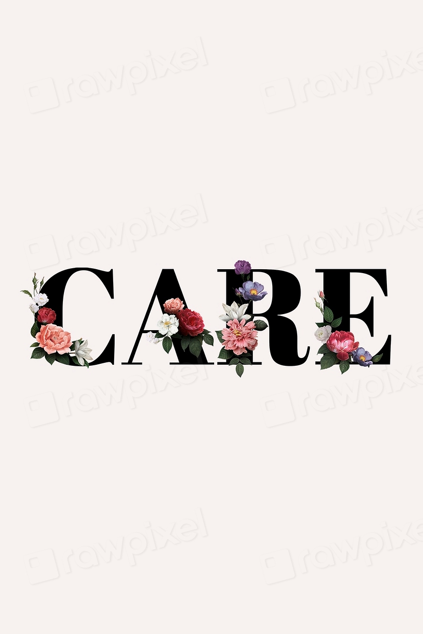 Floral care word typography beige | Free Photo - rawpixel