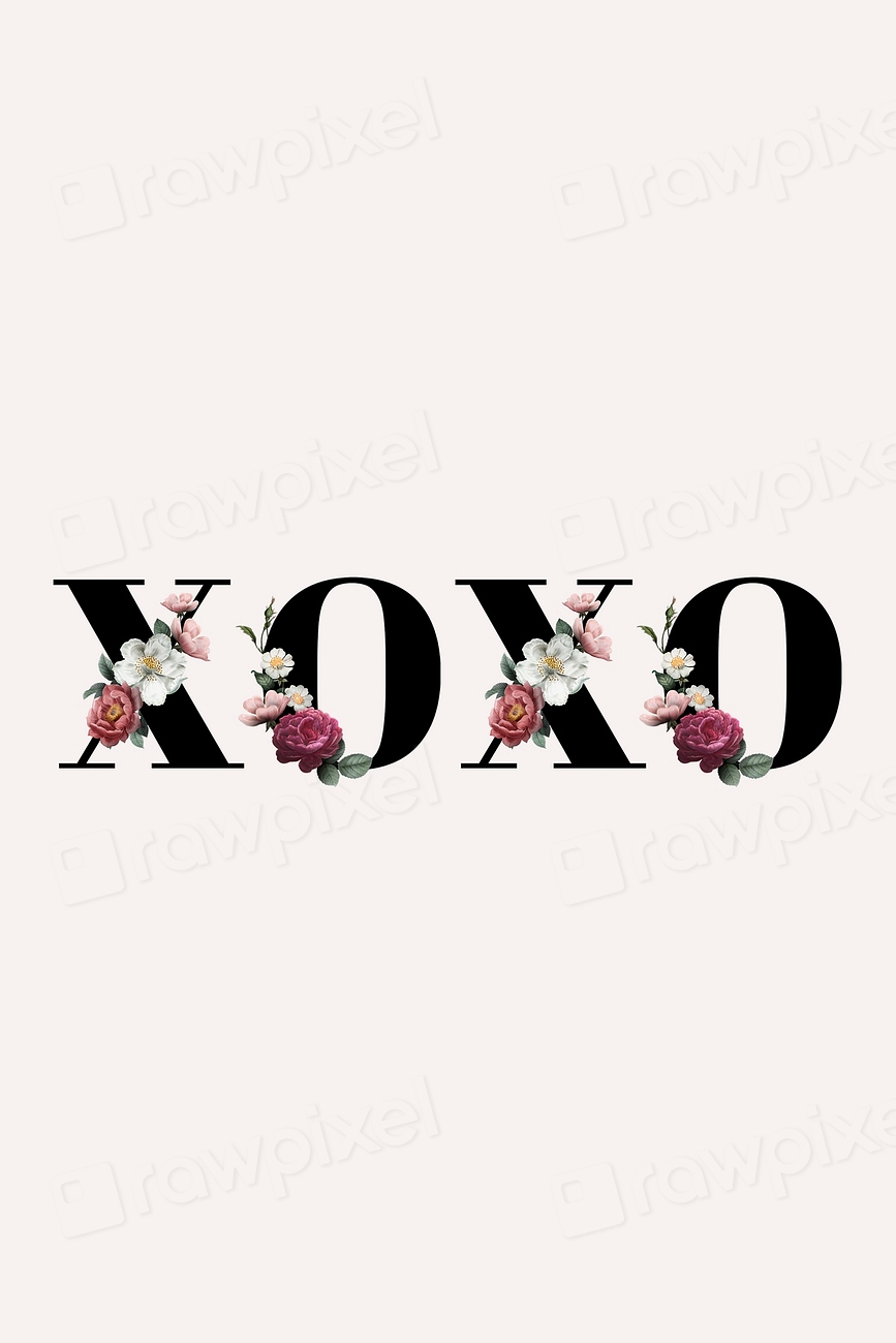 Floral xoxo word typography beige | Premium Photo - rawpixel