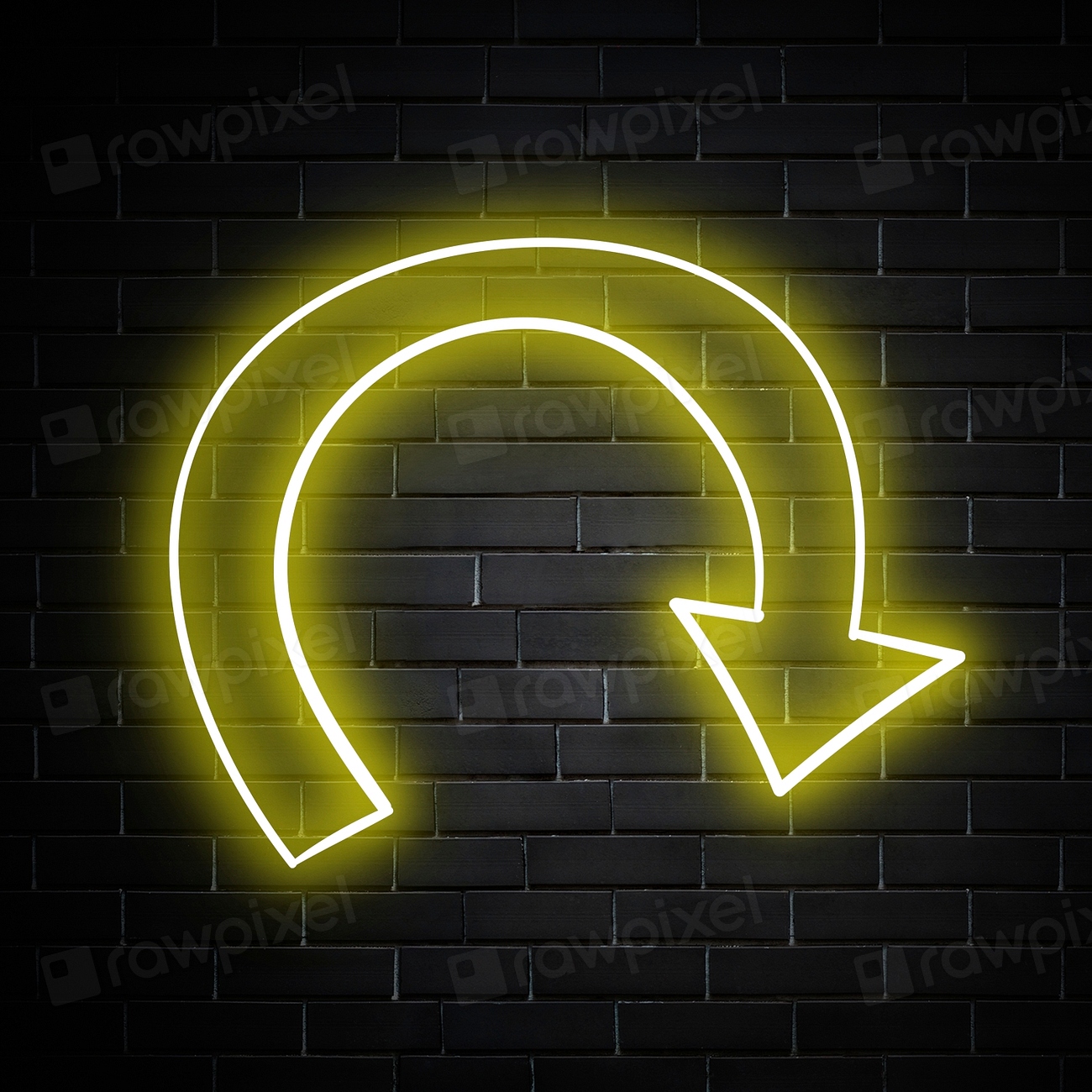 Neon yellow swirl arrow sign | Premium PSD - rawpixel