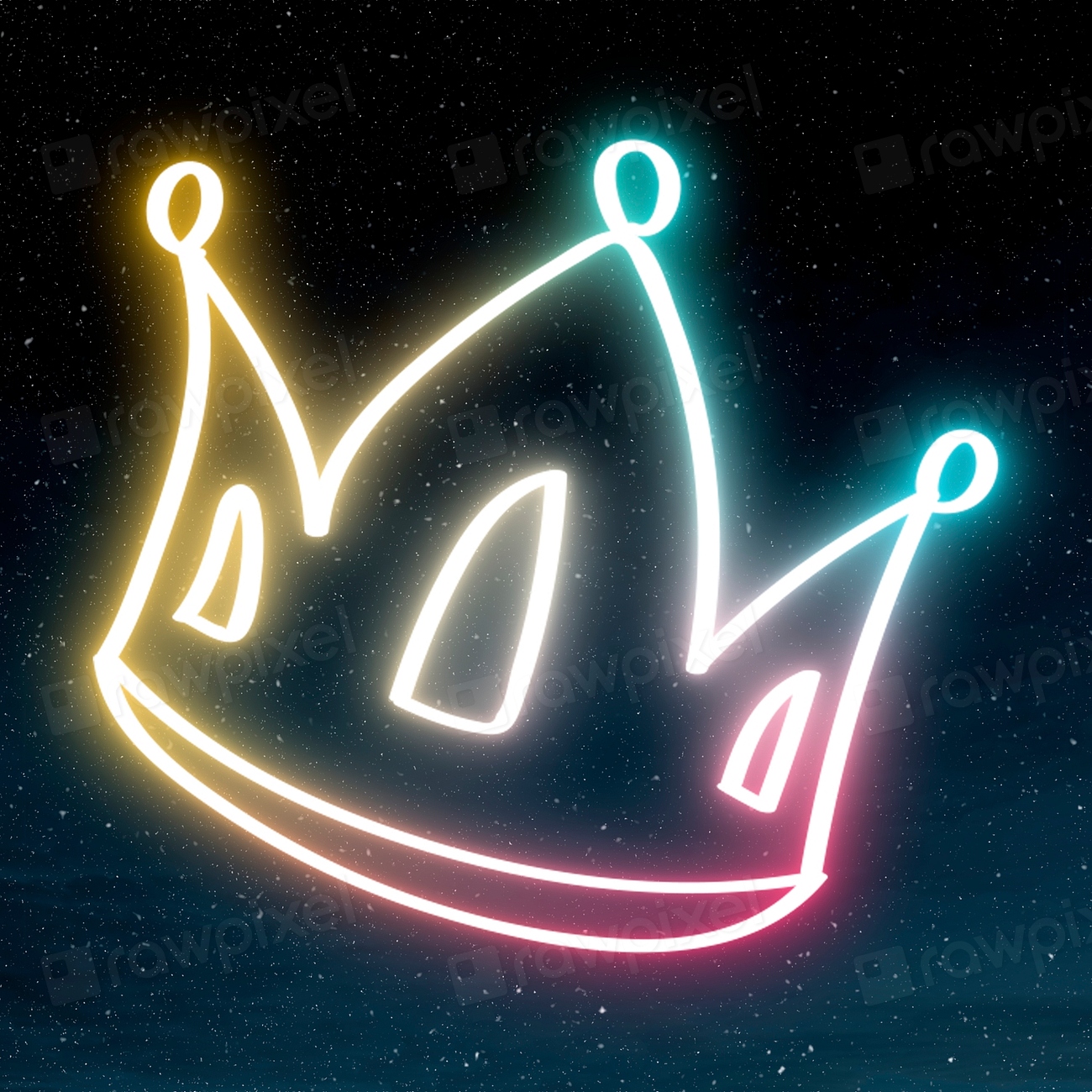 Psd colorful neon glow crown | Premium PSD - rawpixel