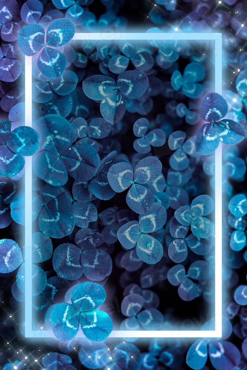 Psd blue neon clover frame | Premium PSD - rawpixel
