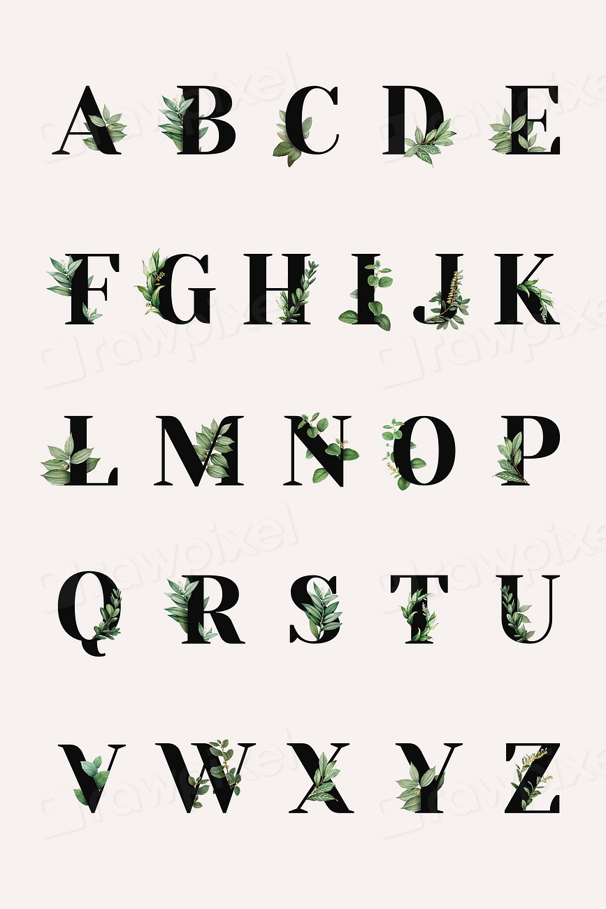 Botanical capital alphabet collection psd | Premium PSD - rawpixel