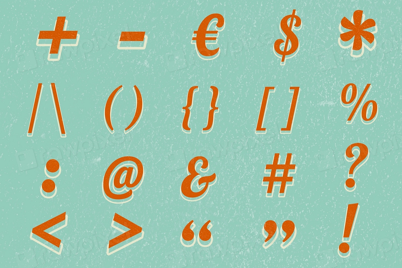 Punctuations, symbols psd retro style | Free PSD - rawpixel