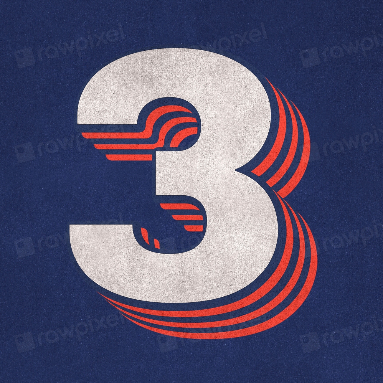 Number 3 layered effect red | Premium PSD - rawpixel