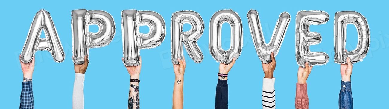 Hand holding balloons spelling Approved | Free Photo - rawpixel