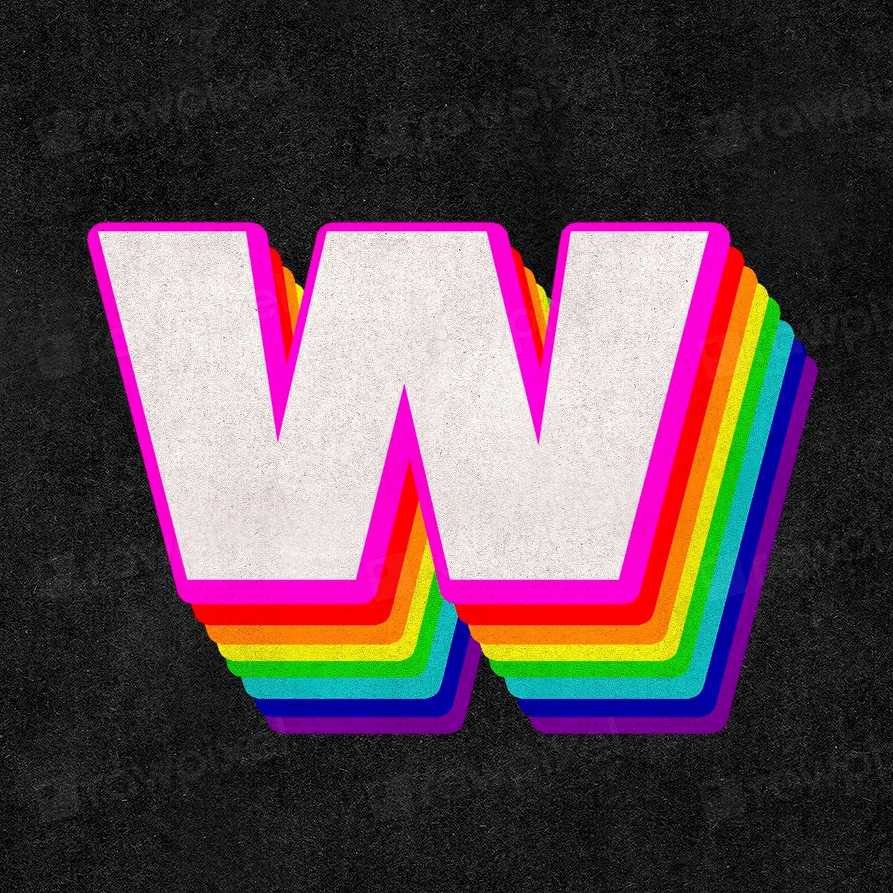 Letter w psd rainbow typography | Free PSD - rawpixel