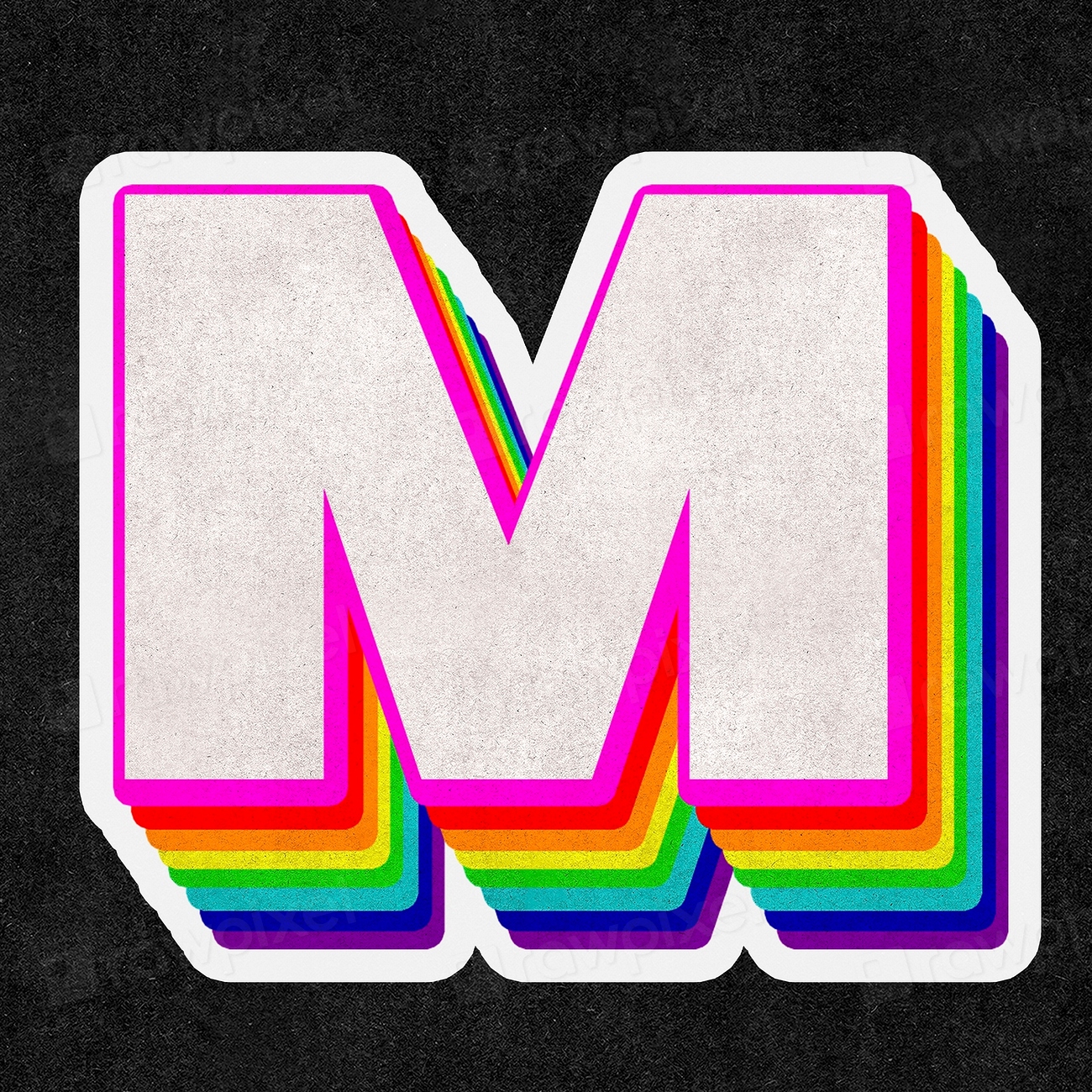 Letter m psd rainbow typography | Free PSD - rawpixel