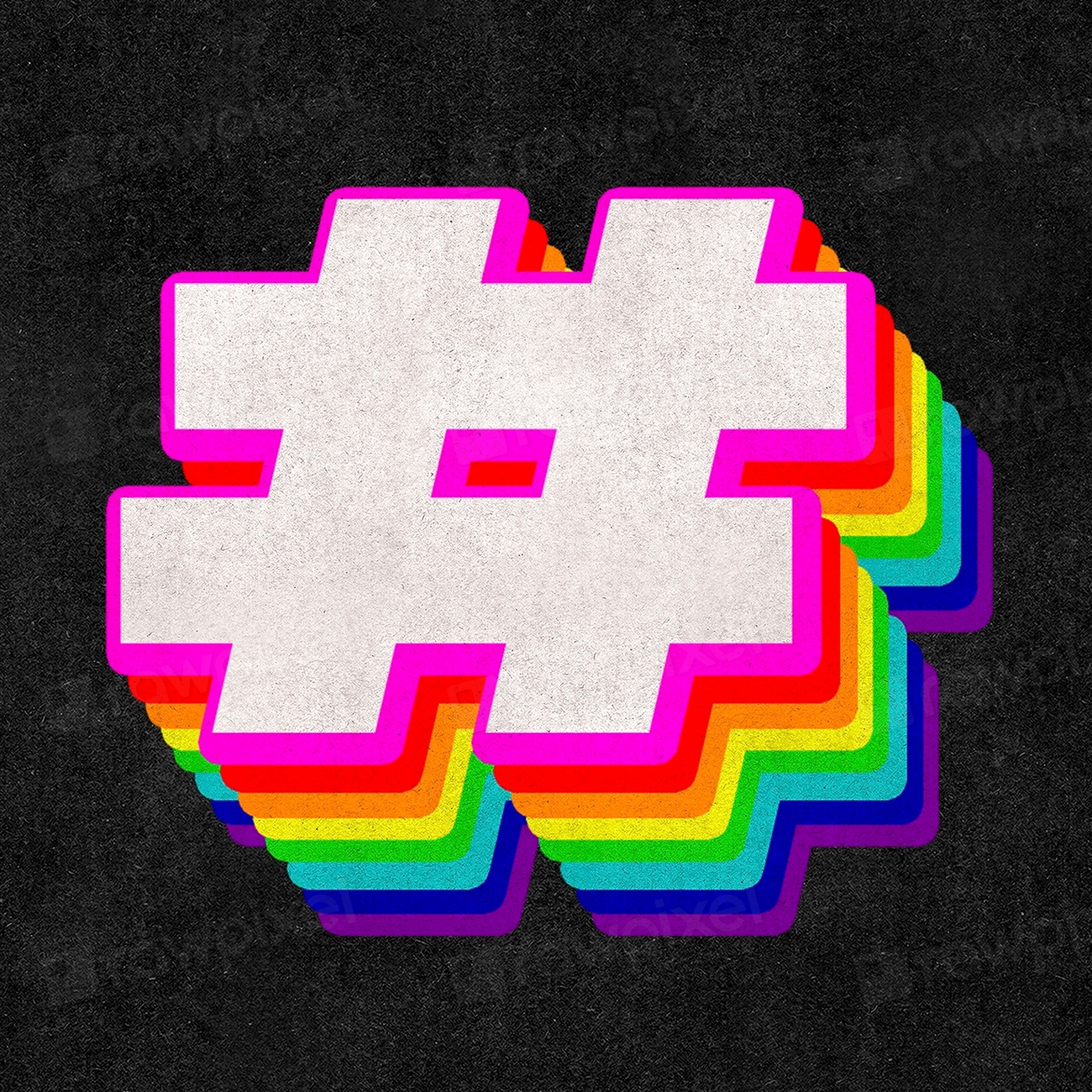 3D hashtag symbol vintage typography | Premium PSD - rawpixel