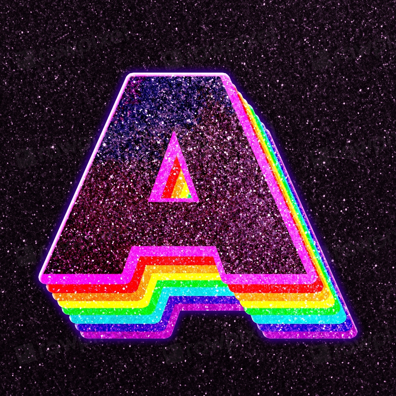Letter rainbow typography psd glitter | Premium PSD - rawpixel