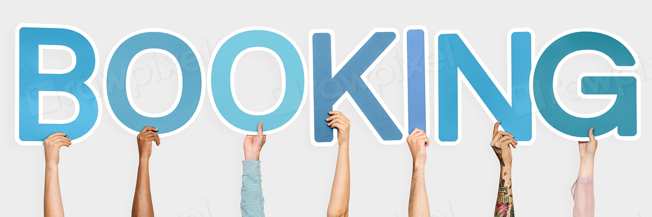 Diverse hands holding word booking | Premium PSD - rawpixel