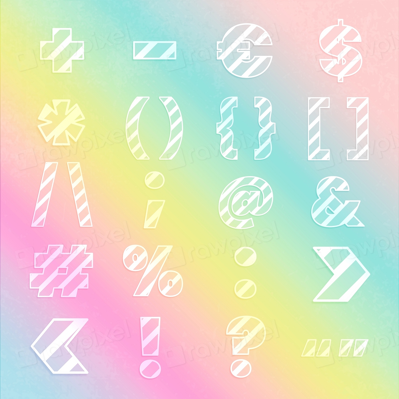 Symbol set rainbow typography psd | Premium PSD - rawpixel