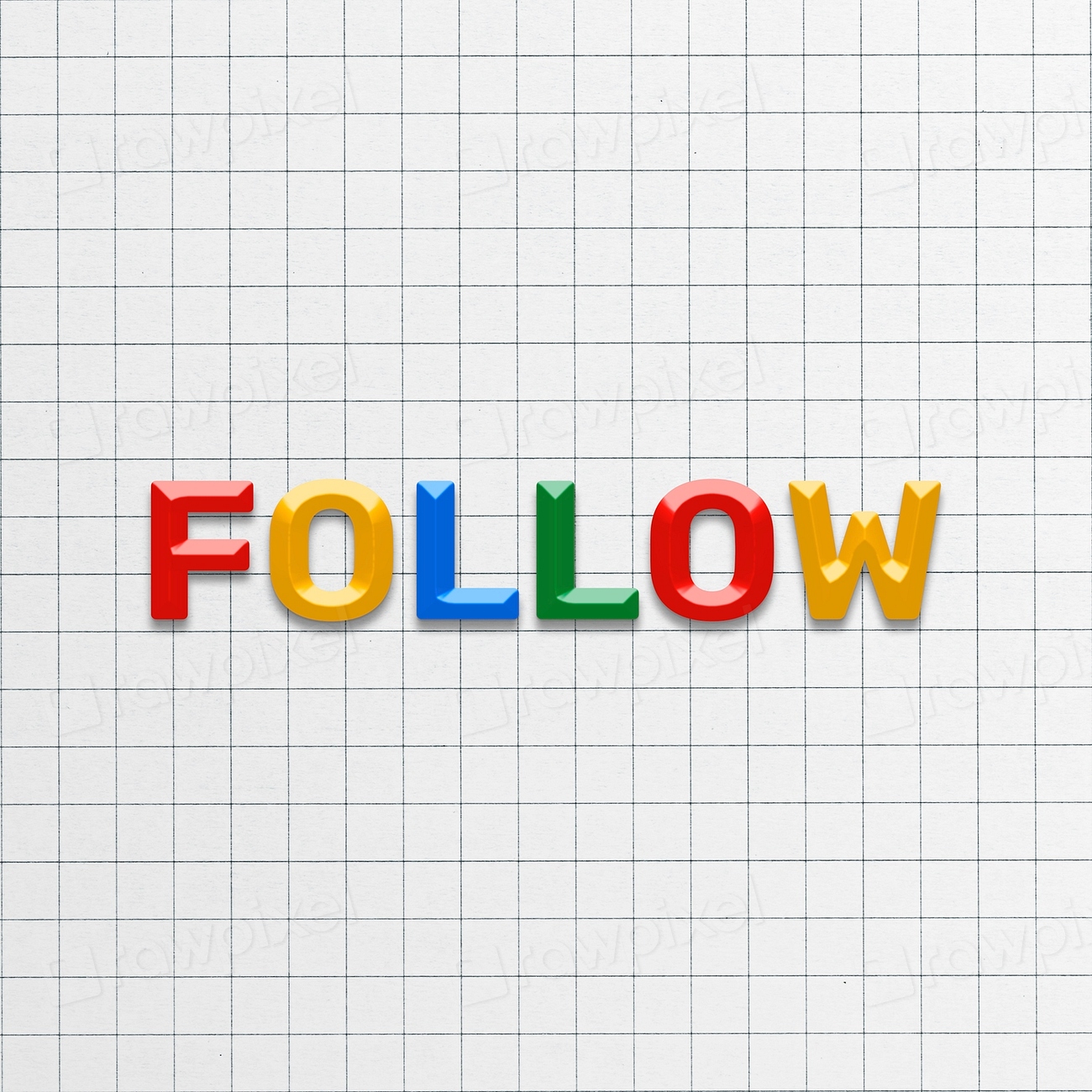 Colorful follow word bevel text | Free Photo - rawpixel