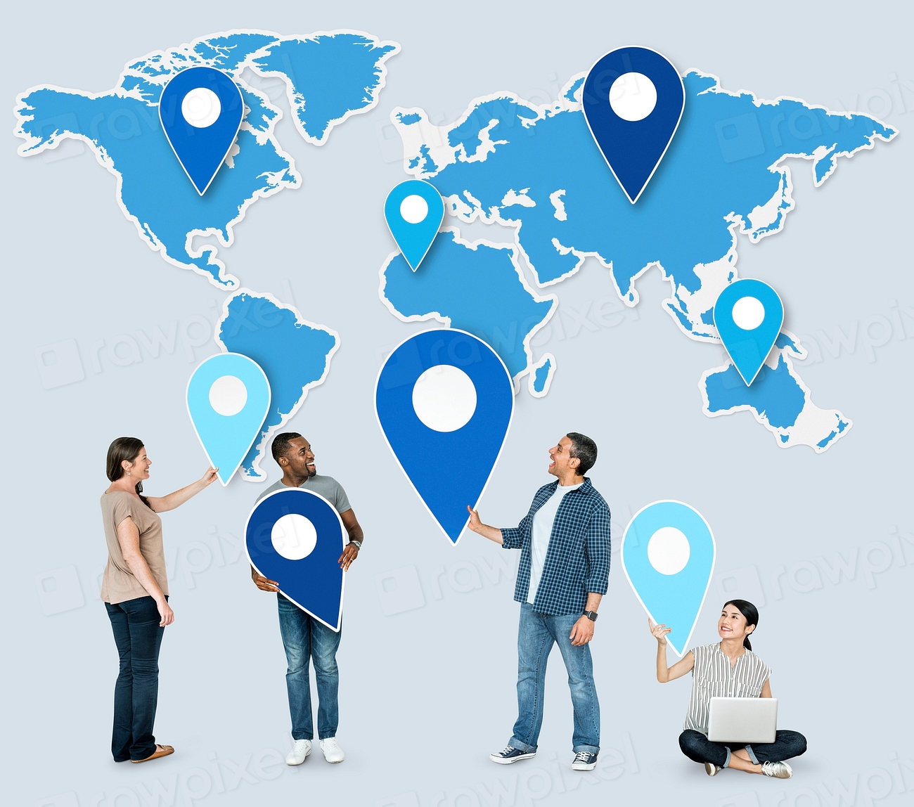 Group people holding location pin | Free Photo - rawpixel
