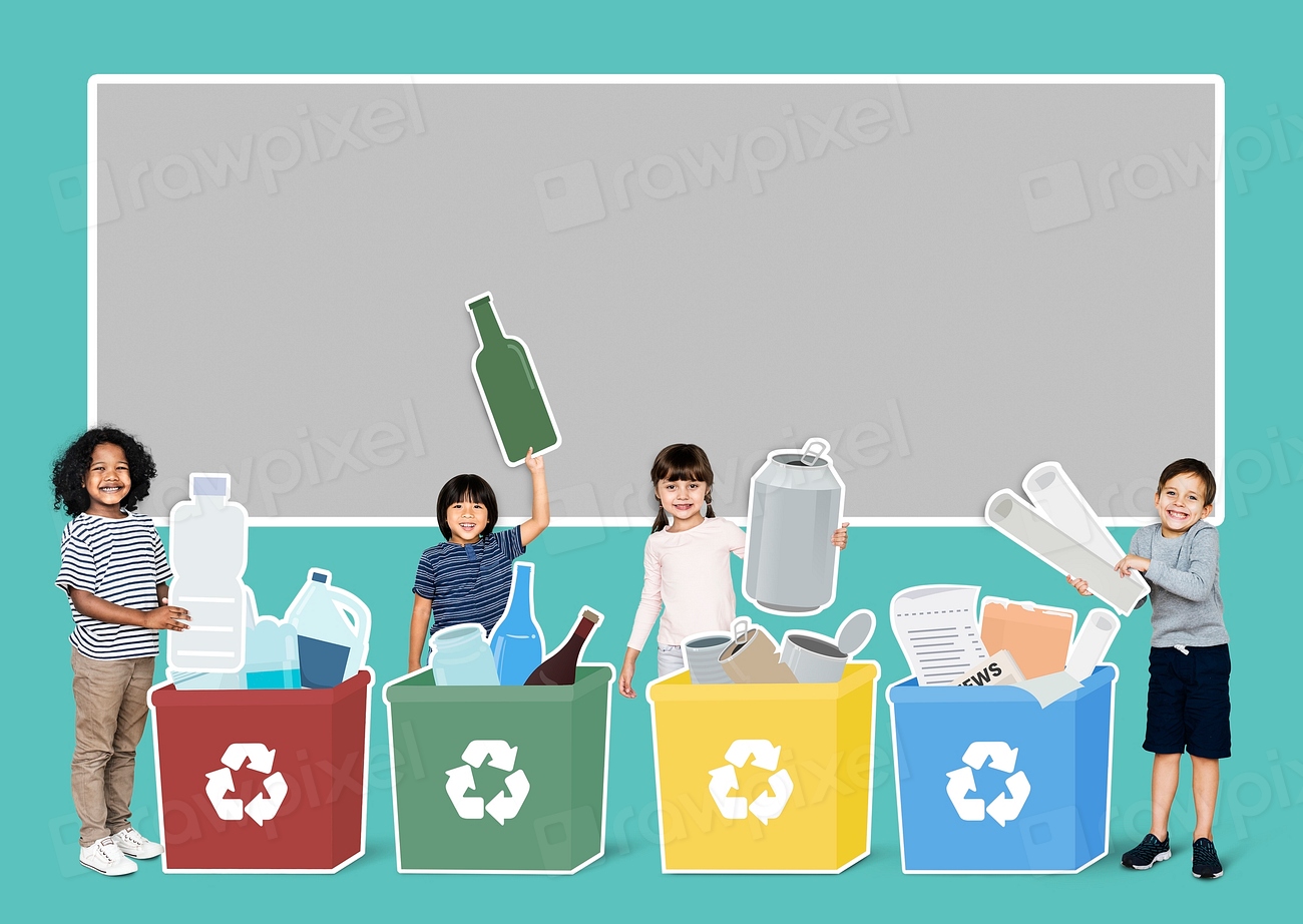 Happy kids collecting trash recycling | Premium PSD - rawpixel
