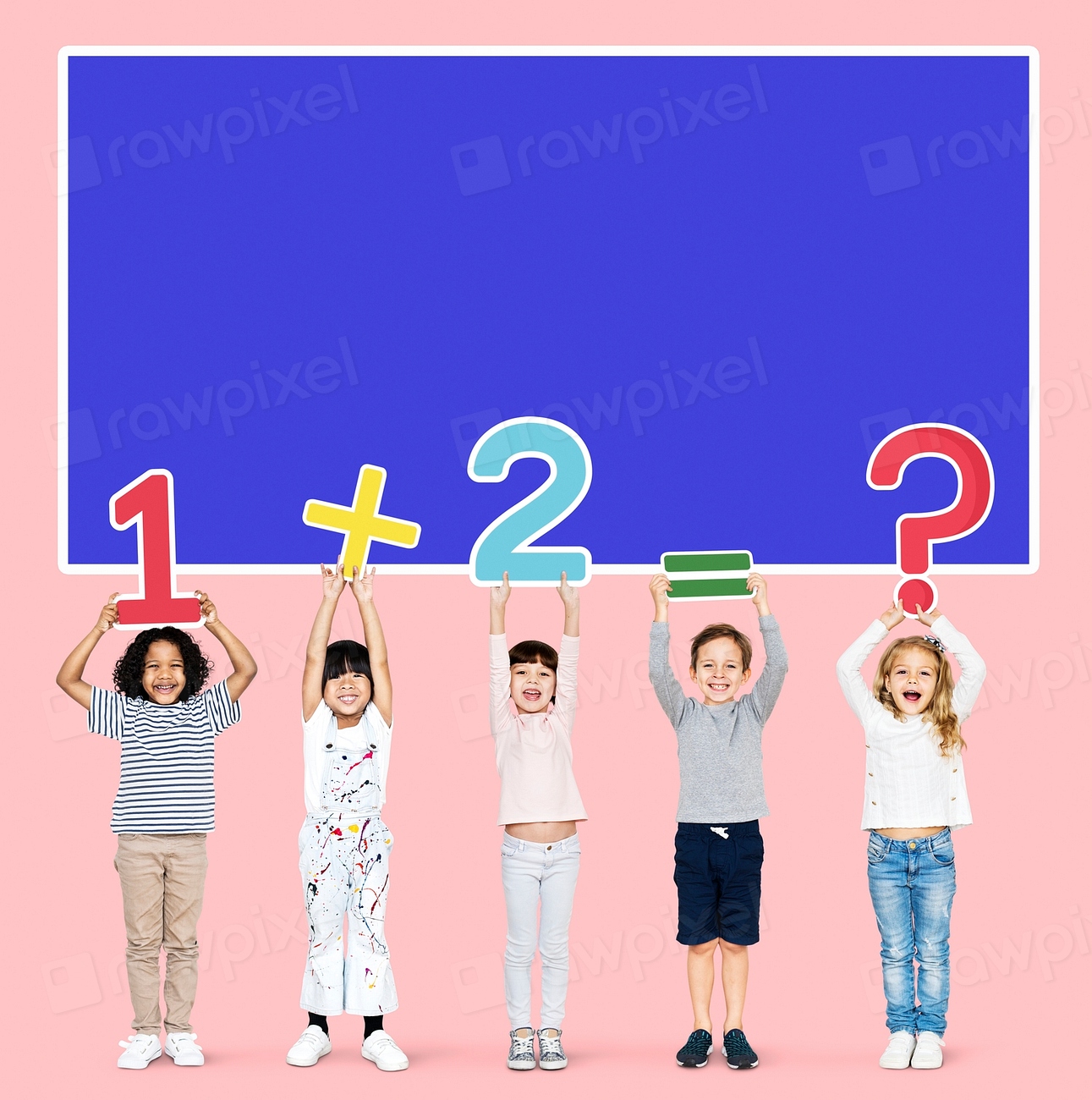 Cheerful diverse kids learning mathematics | Premium PSD - rawpixel