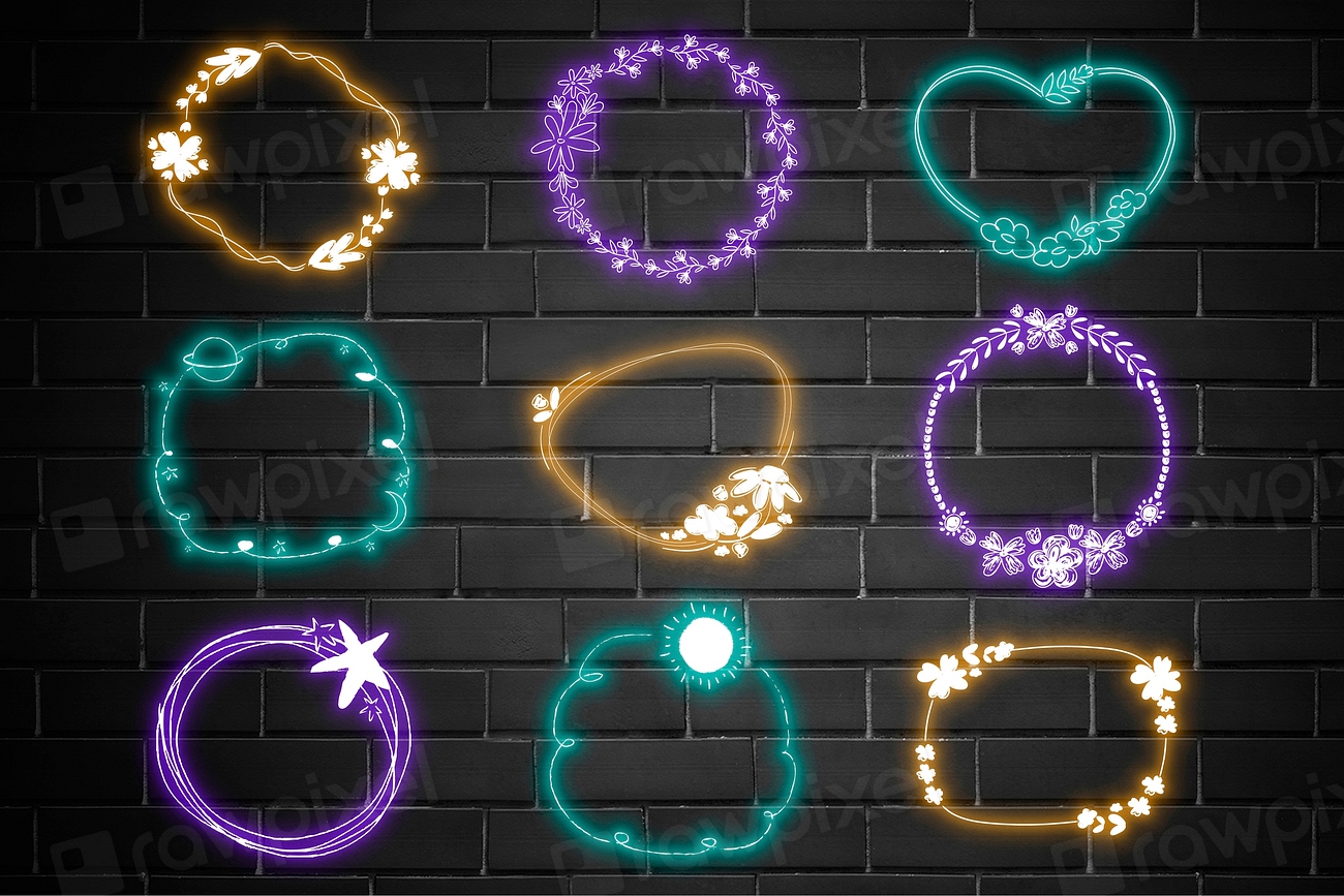 Neon frame vector planet botanical | Premium Vector - rawpixel