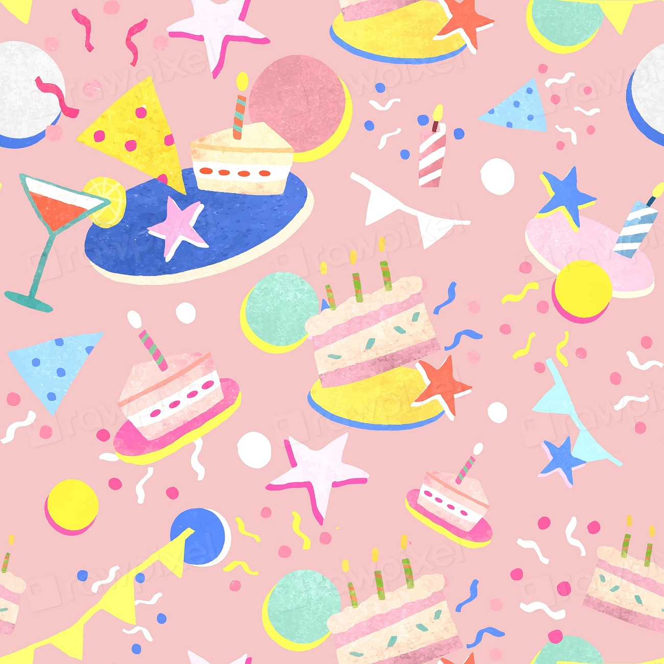 Pink birthday pattern vector celebration | Premium Vector - rawpixel