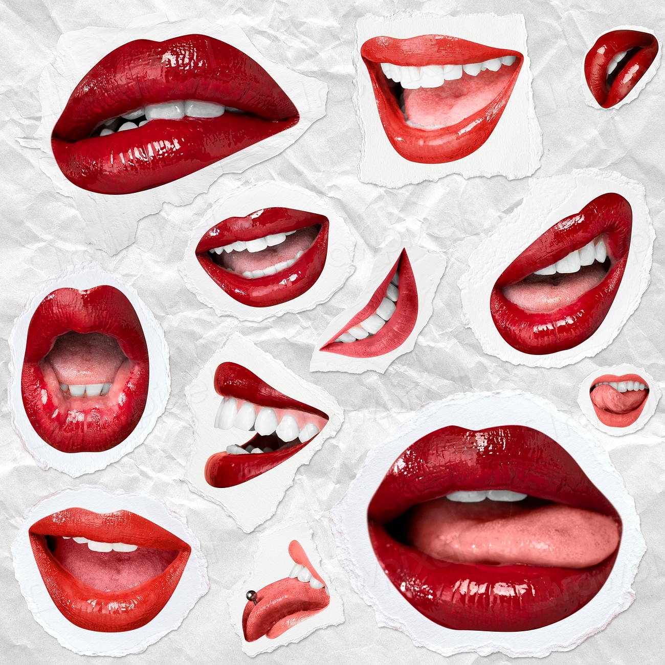 Sticker red lips expression psd | Premium PSD - rawpixel