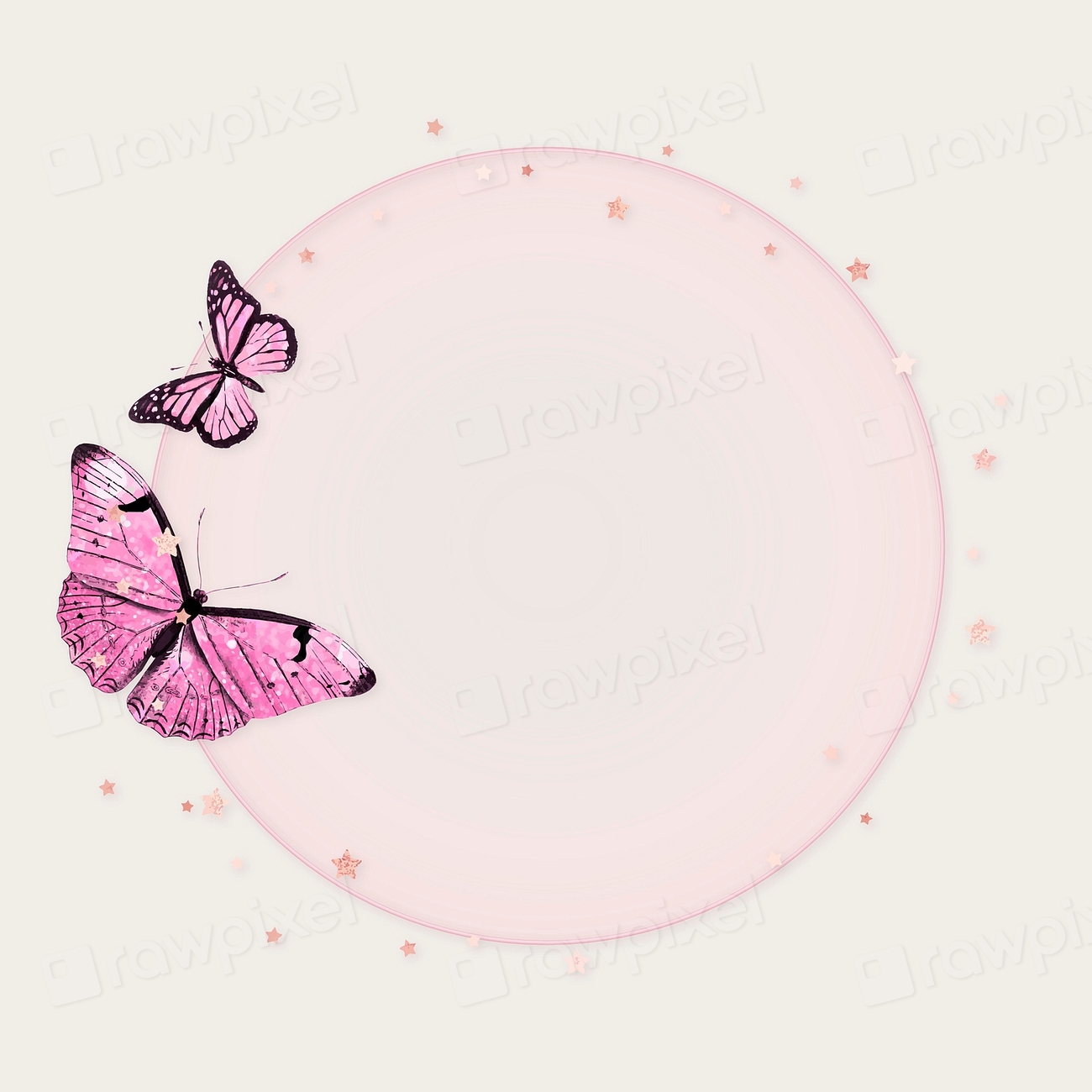 Glittery pink butterfly frame vector | Premium Vector - rawpixel