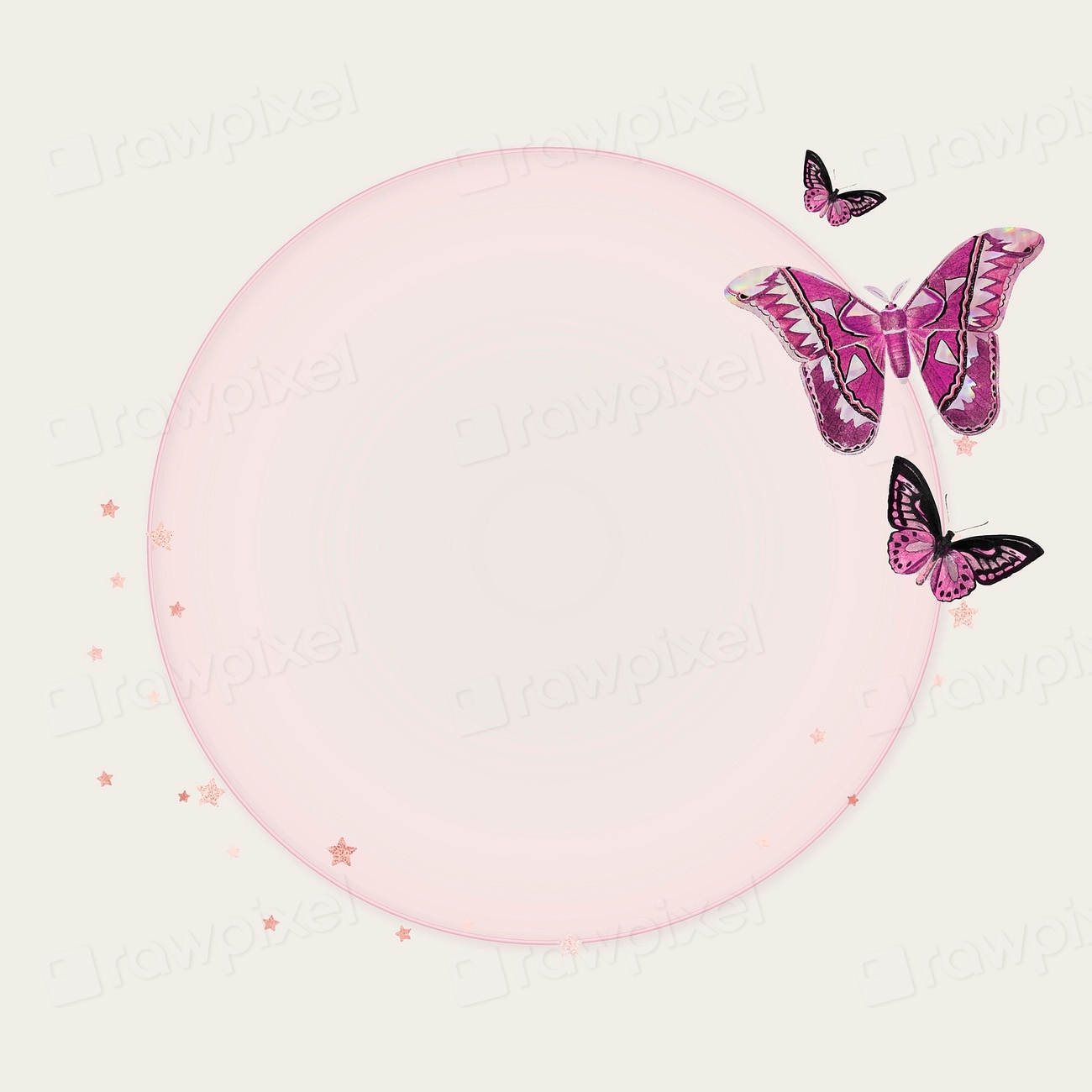 Glittery pink butterfly frame vector | Premium Vector - rawpixel