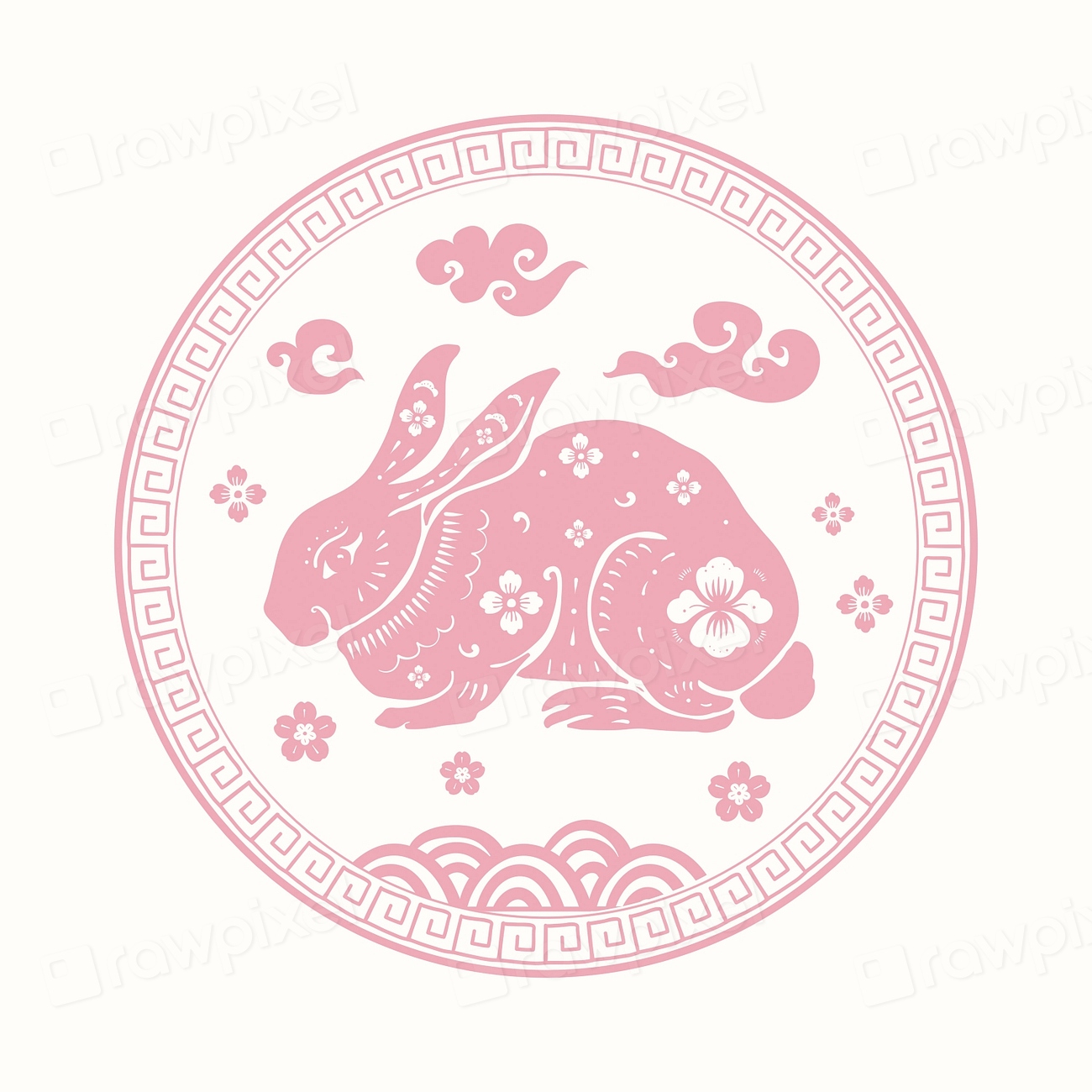 Year of rabbit badge pink | Free Photo - rawpixel