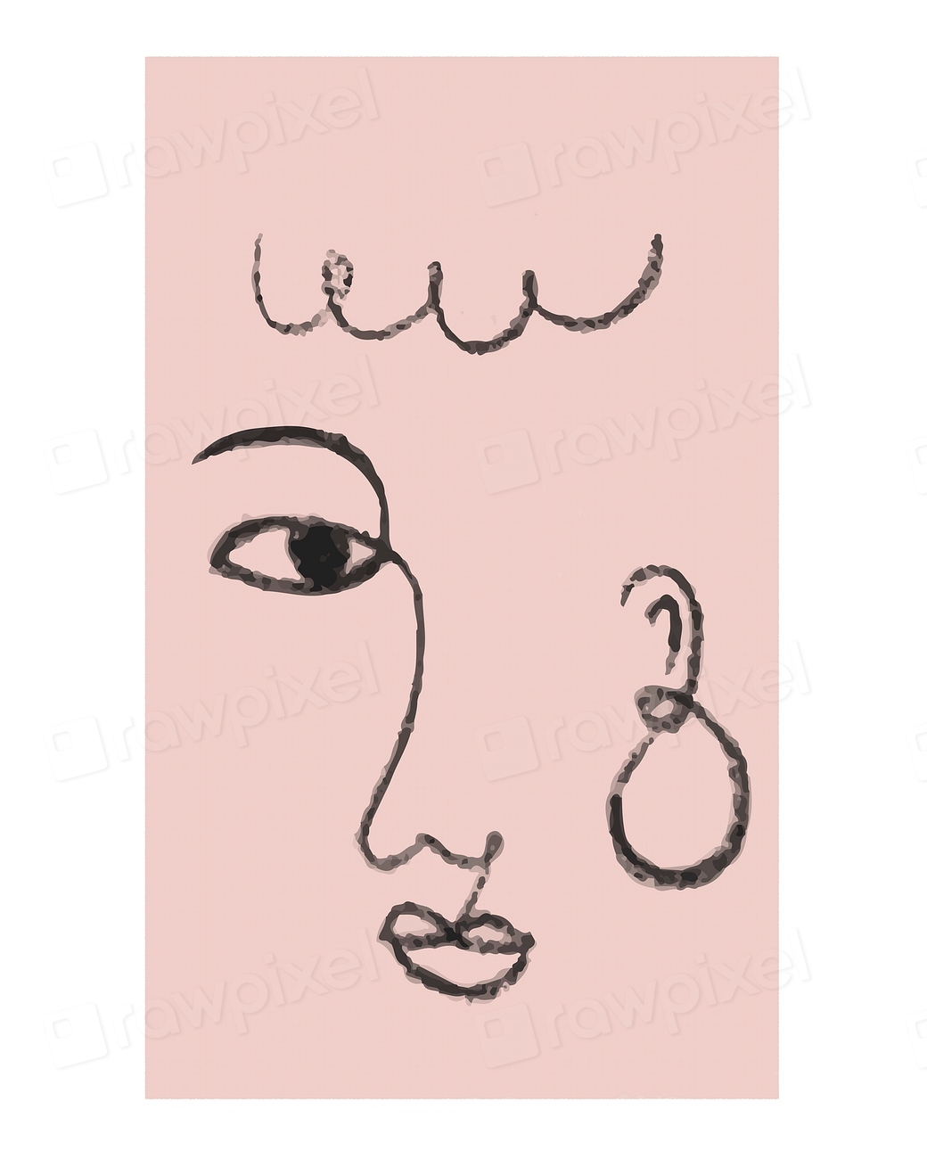 Face sketch art print, pink | Premium Photo - rawpixel