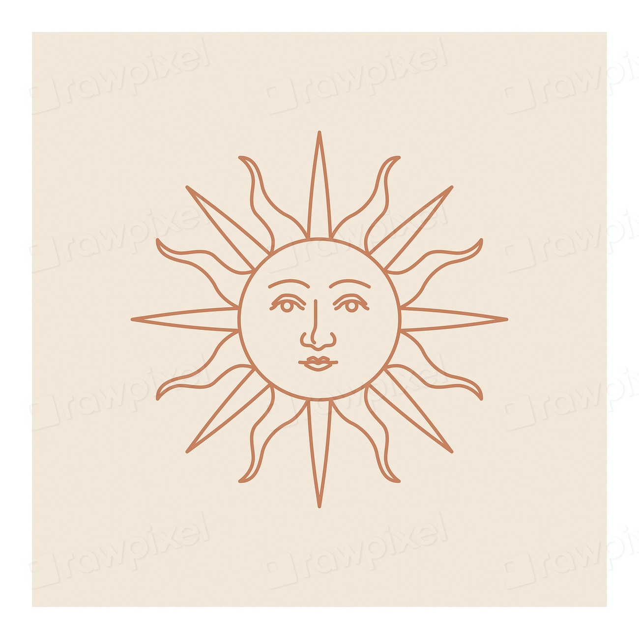Celestial poster sun line art | Premium Photo - rawpixel