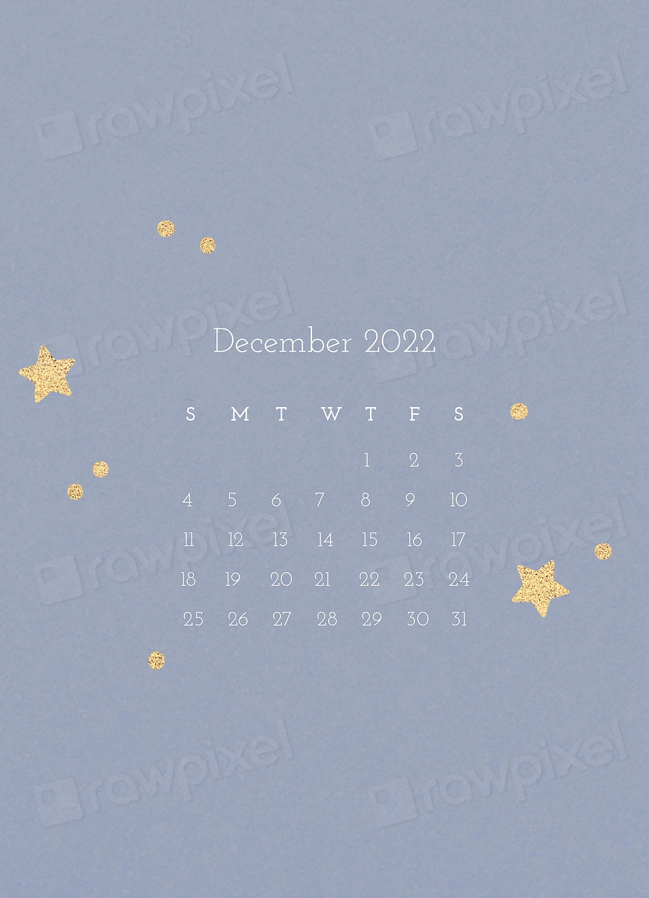 Blue December 2022 calendar, monthly | Premium Photo - rawpixel