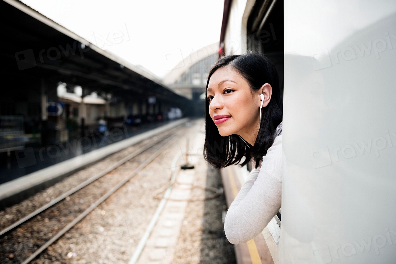 Asian woman riding a train | Premium Photo - rawpixel