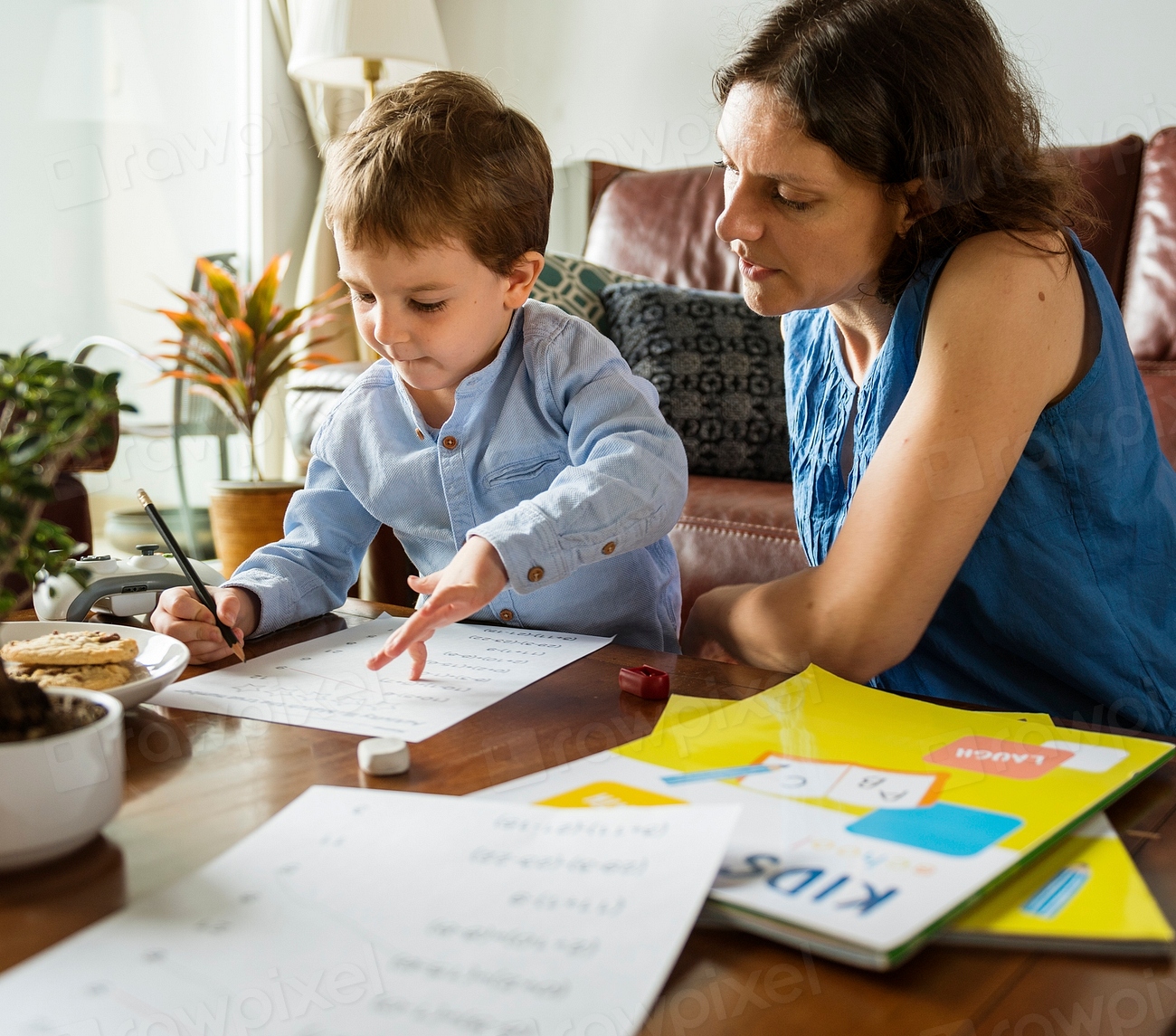 Mom Teaching Her Son Doing | Premium Photo - rawpixel