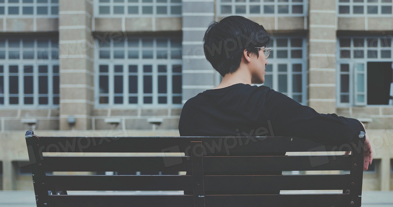 Guy sitting bench alone | Premium Photo - rawpixel