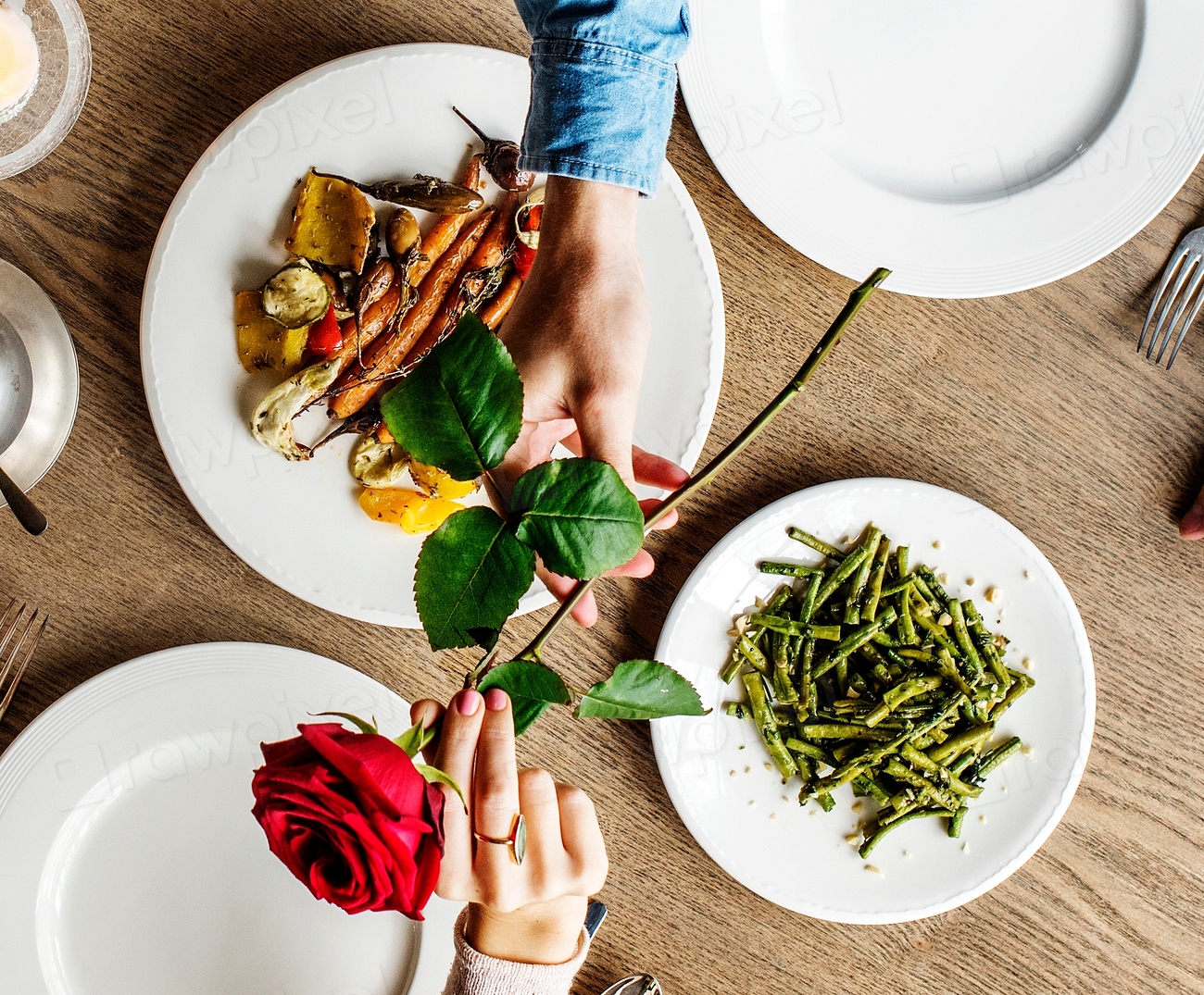 Romantic red rose on a dinner | Photo - rawpixel
